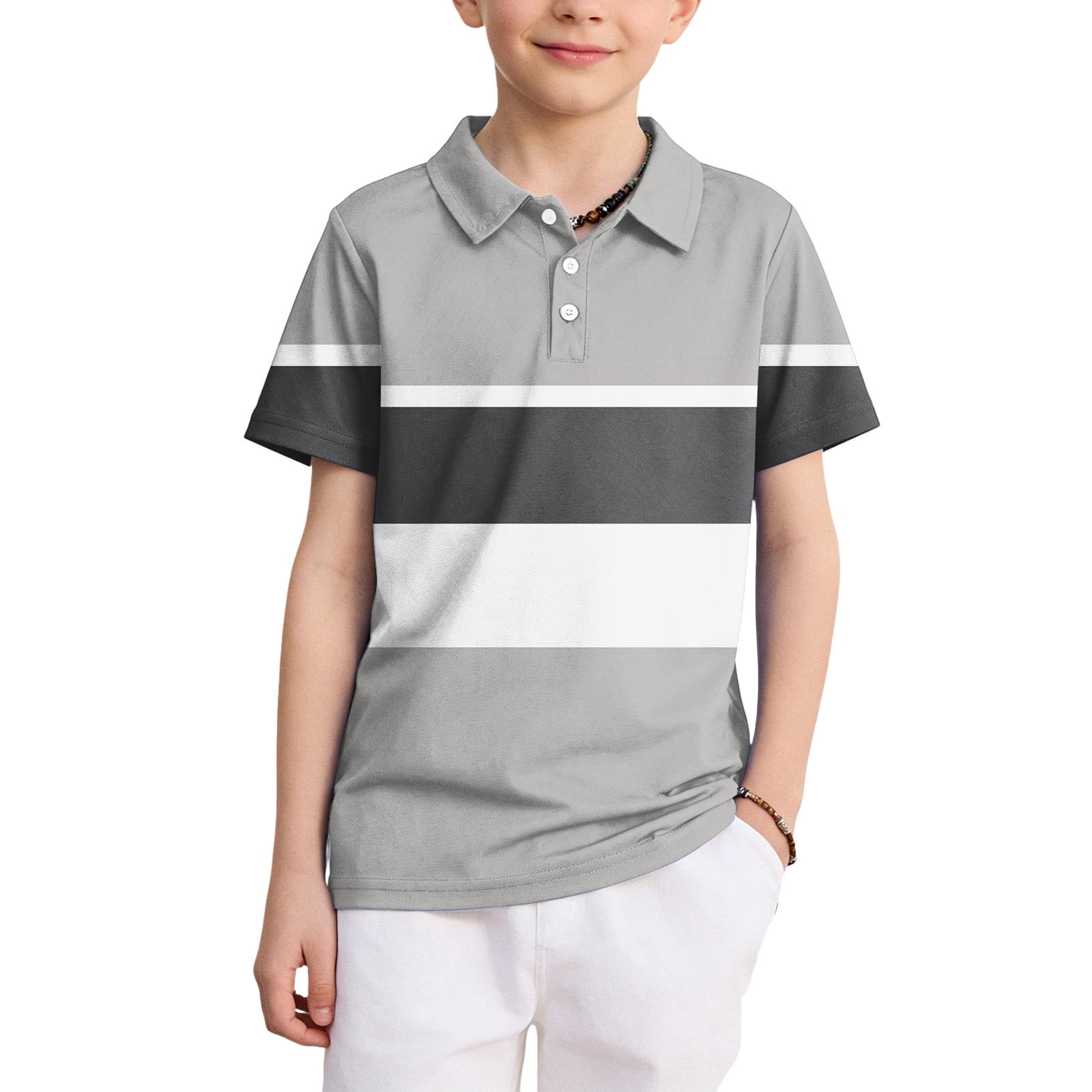 Boys Jersey Polo Shirt Short Sleeve Performance Print Shirts for Boys ...