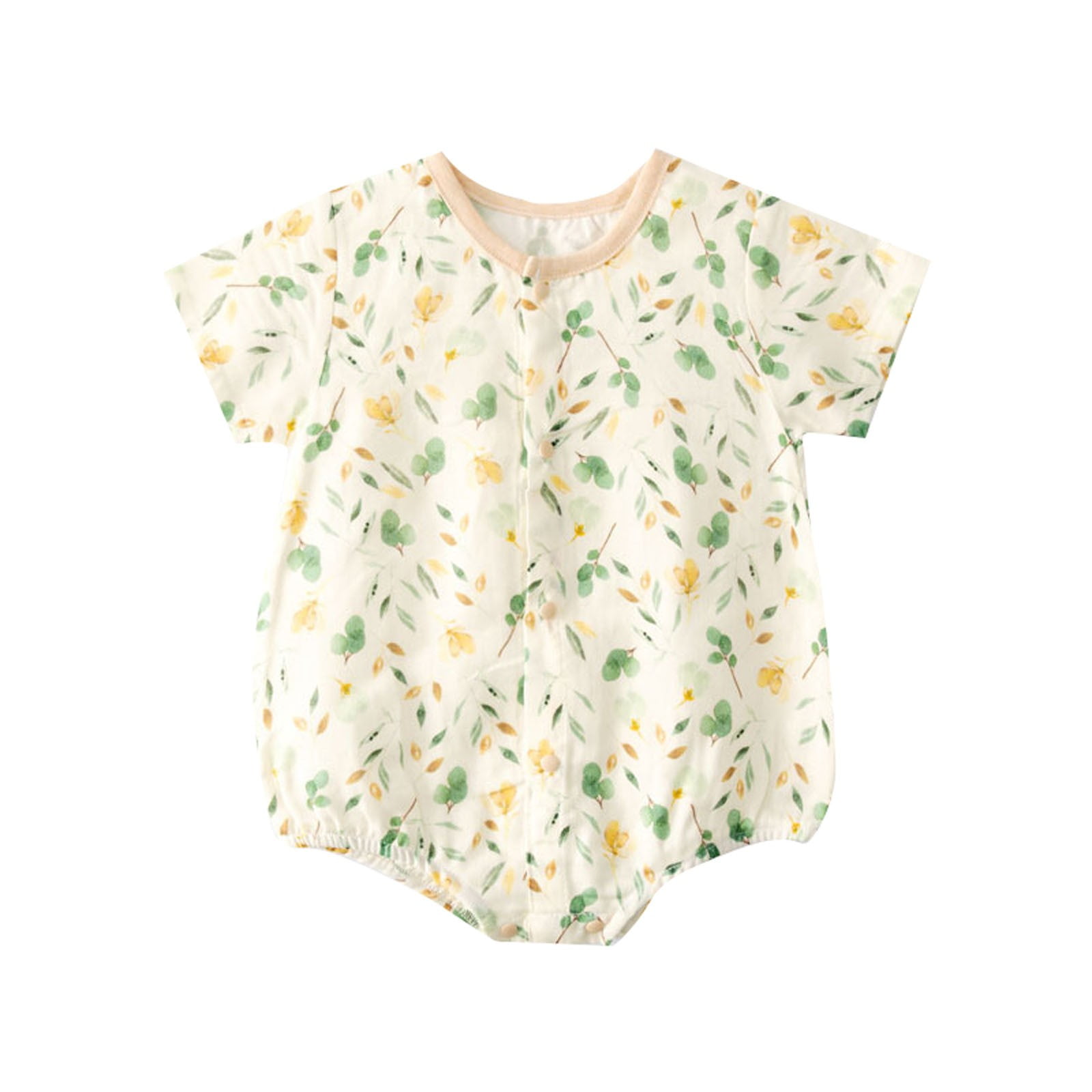 Boys Jumpsuit Kids Clothes Newborn Baby Crew Neck Short Sleeve Floral ...