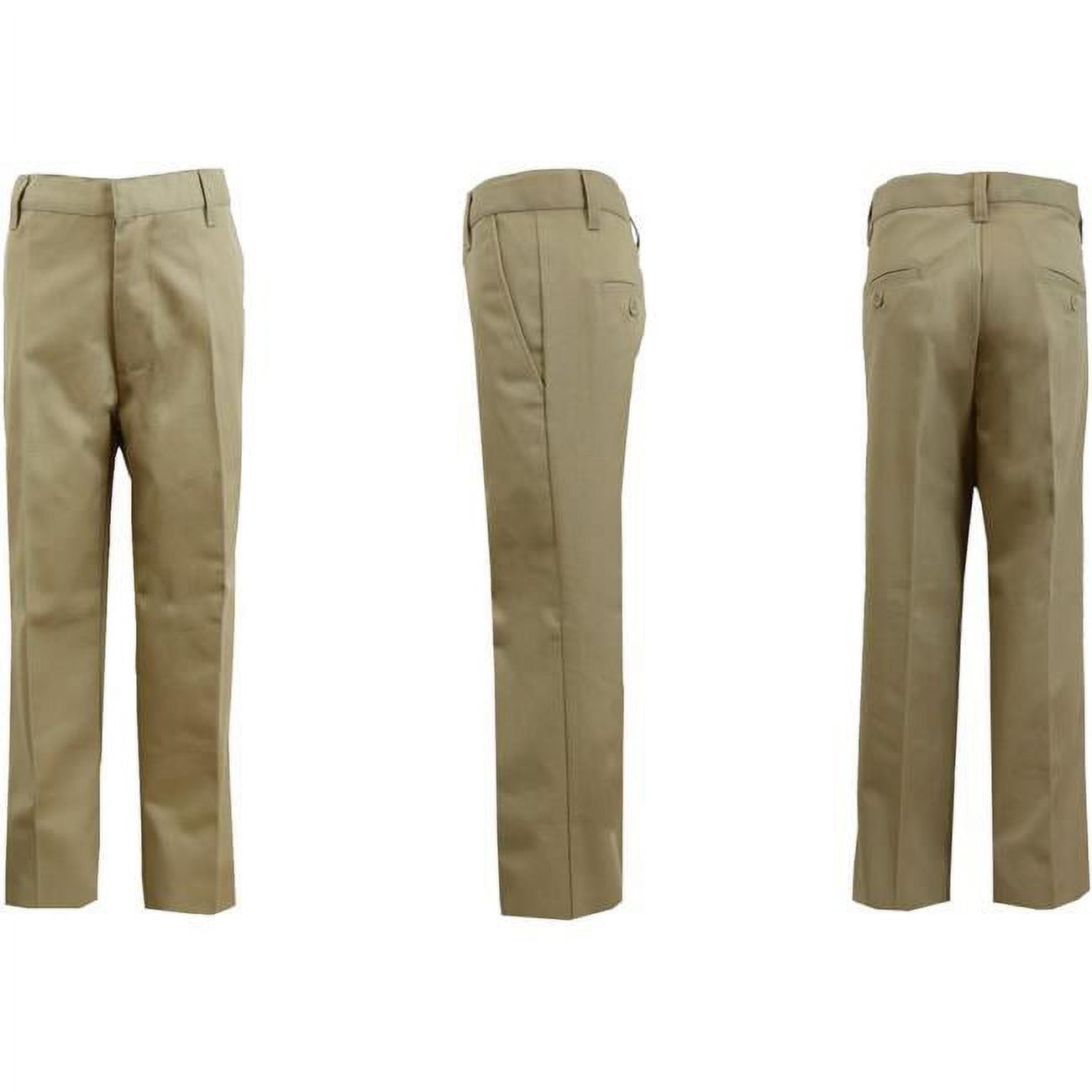 Boys Khaki Flat Front Husky Pants, Size 12H - Case of 24 - Walmart.com