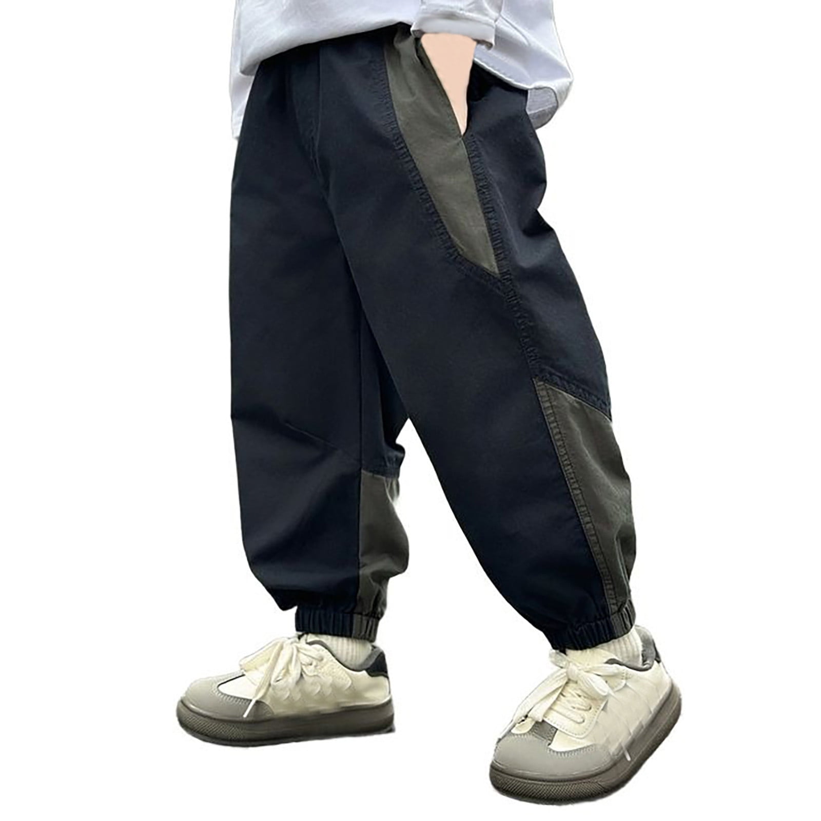 Boys Kids Cargo Pants Stretch Elastic Waist School Kids Twill Joggers ...