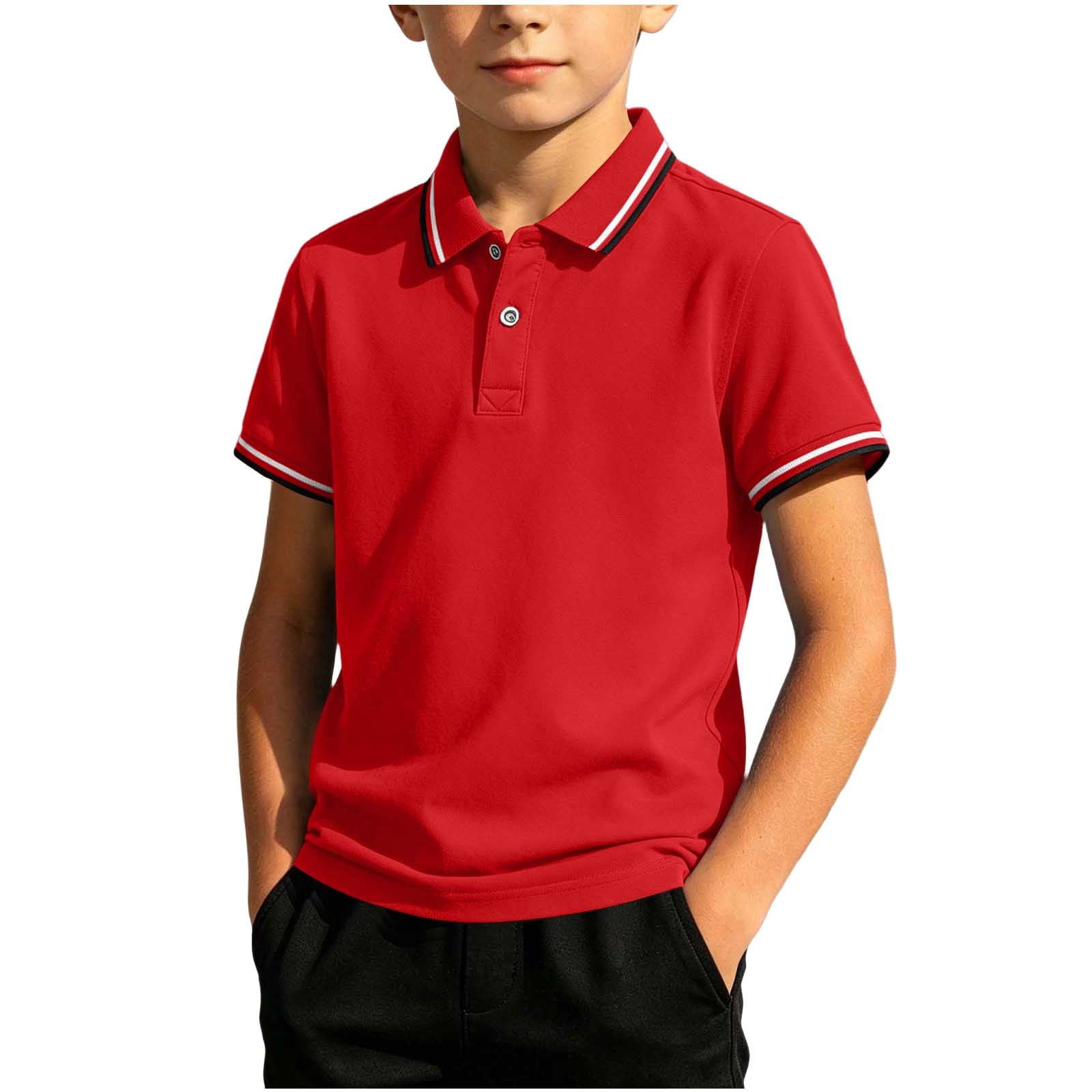Boys Knit Short Sleeve Polo Shirt Big Kids Summer Casual Shirts School ...