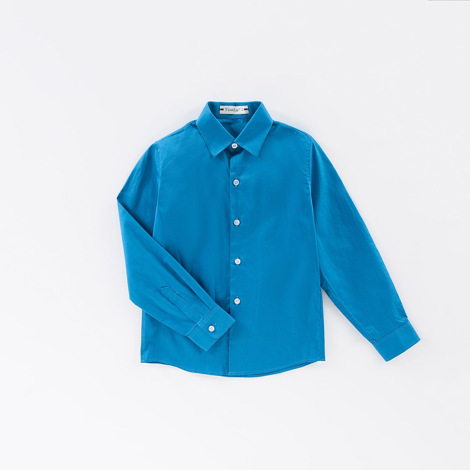 Boys' Lake Blue Shirt Colorful Button Up with Stand Up Collar Suit ...