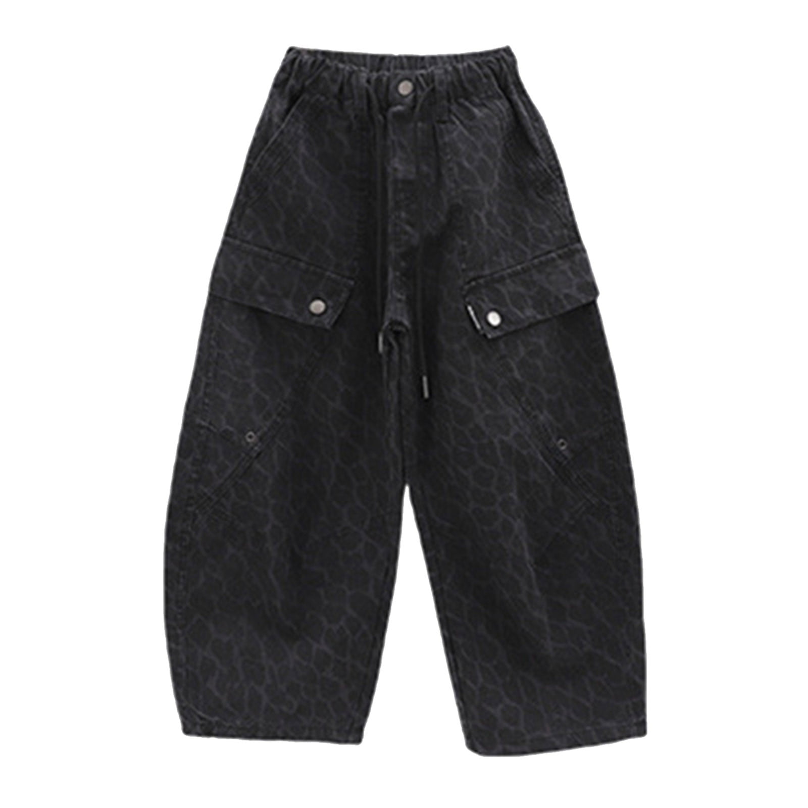 Boys Leopard Print Cargo Pants Loose Fit Wide Leg Trousers For Big Kids ...