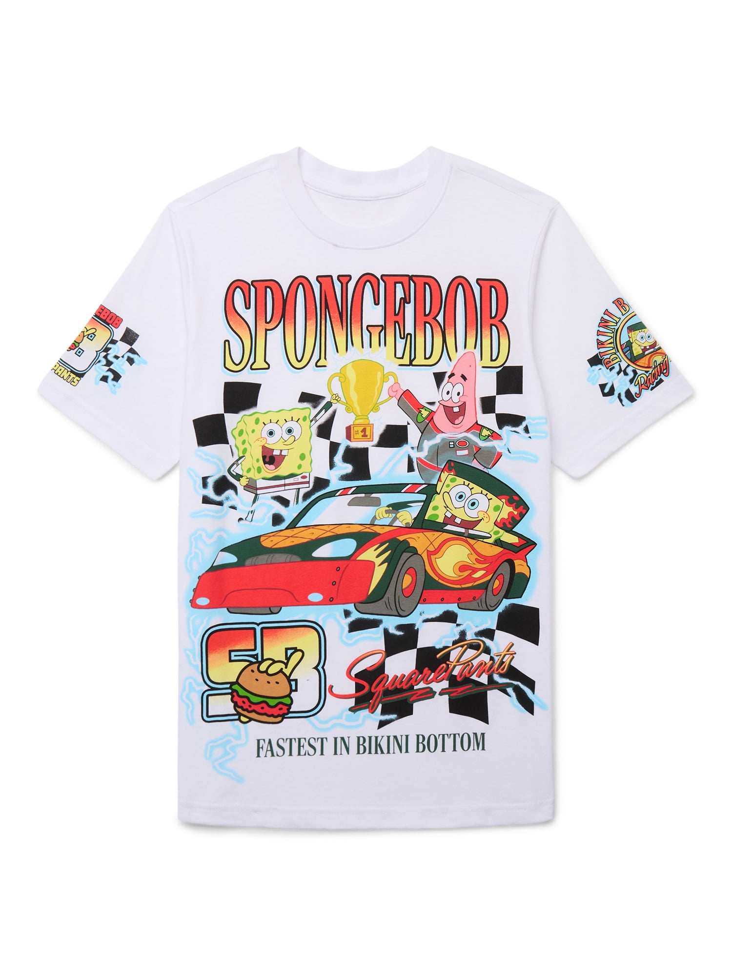 SpongeBob SquarePants Boys Graphic Print Tee with Short Sleeves, Sizes ...