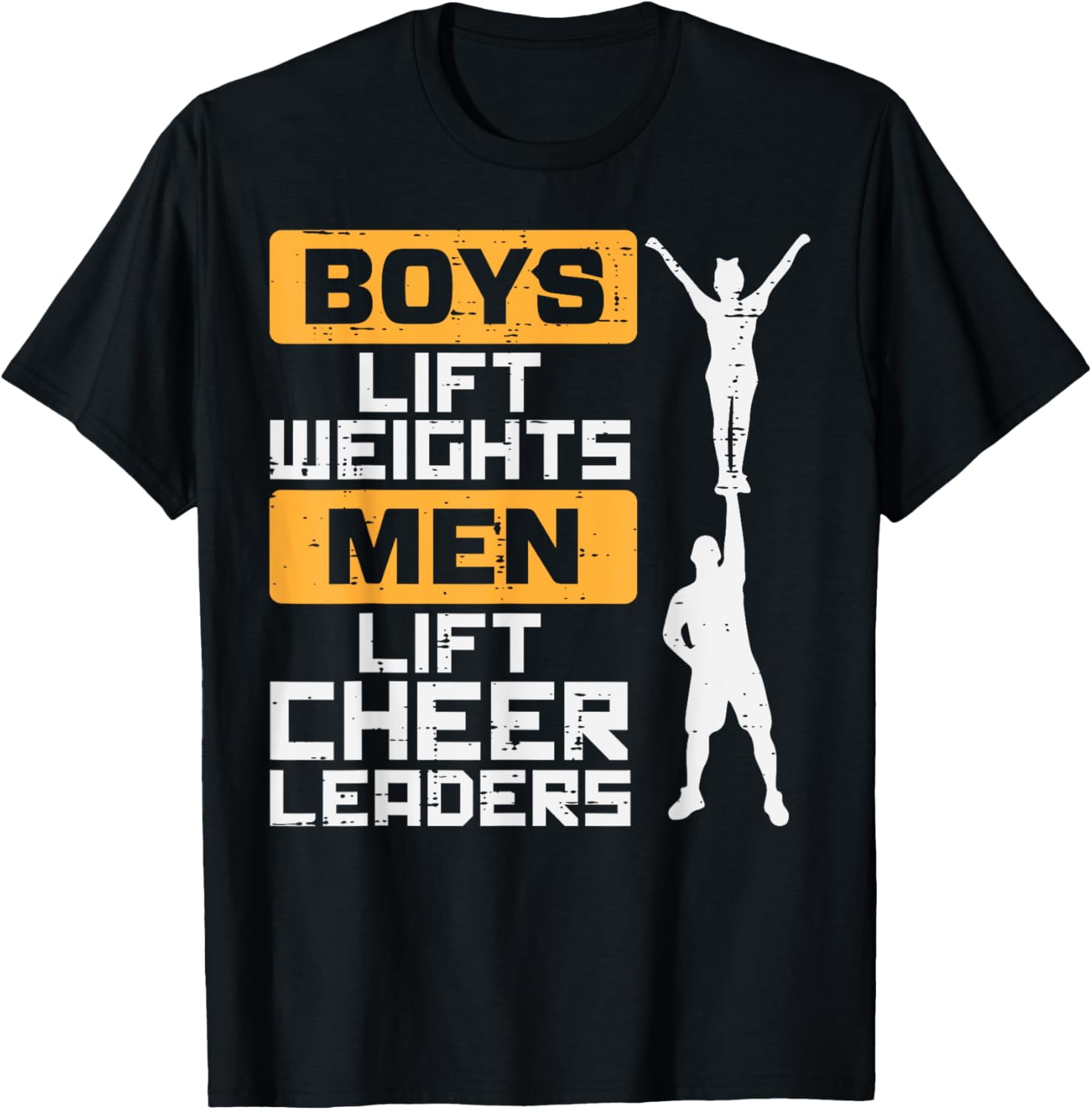 Boys Lift Weights Men Cheerleader Funny Cheerleading Male T-Shirt ...