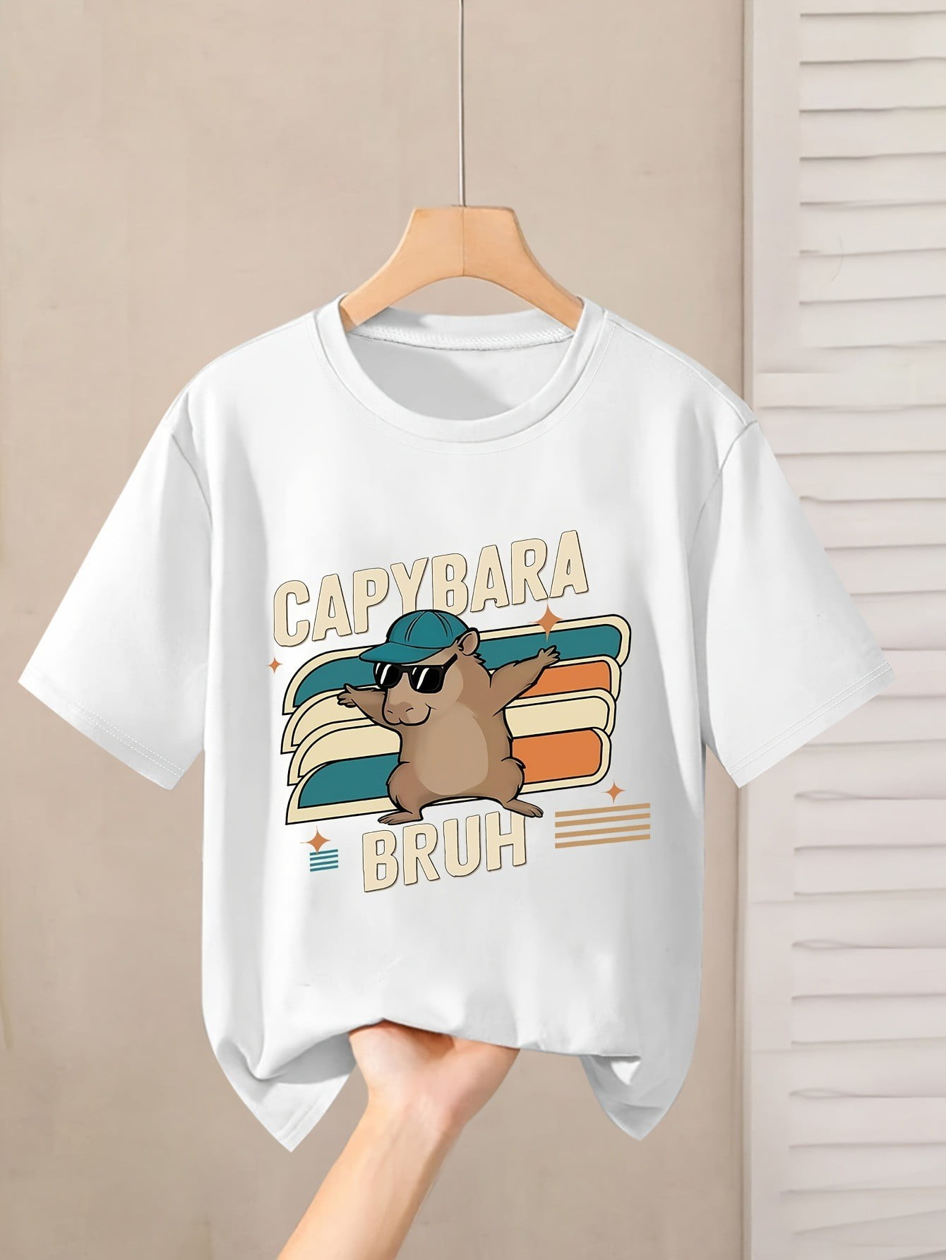 Boys' Light Blue "CAPYBARA BRUH" Graphic T-Shirt - Breathable, Moisture ...