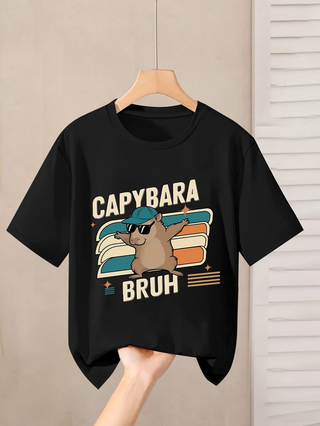 Boys' Light Blue "CAPYBARA BRUH" Graphic T-Shirt - Breathable, Moisture ...