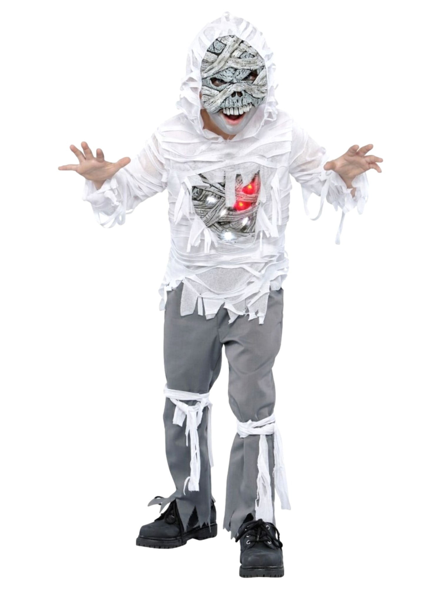 Boys Light-Up Mummy Shirt & Mask With Light-Up Organs Costume Medium (6 ...
