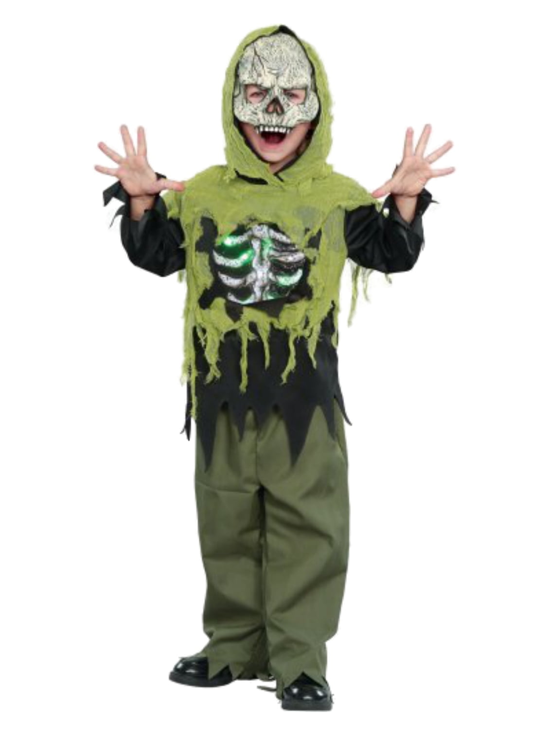 Boys Light-Up Skeleton Halloween Costume Mask, Top & Pants S4-6X ...
