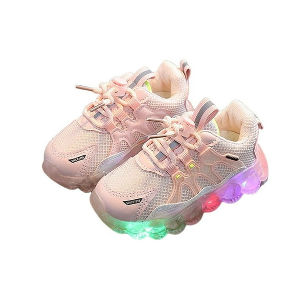 Boys' Light-Up Sneakers Breathable Mesh Lace-Up Shoes Flashing ...