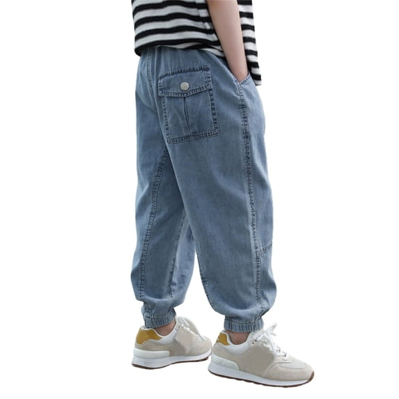 Boys Lightweight Denim Jogger Pants, Kids Breathable Anti-Mosquito ...
