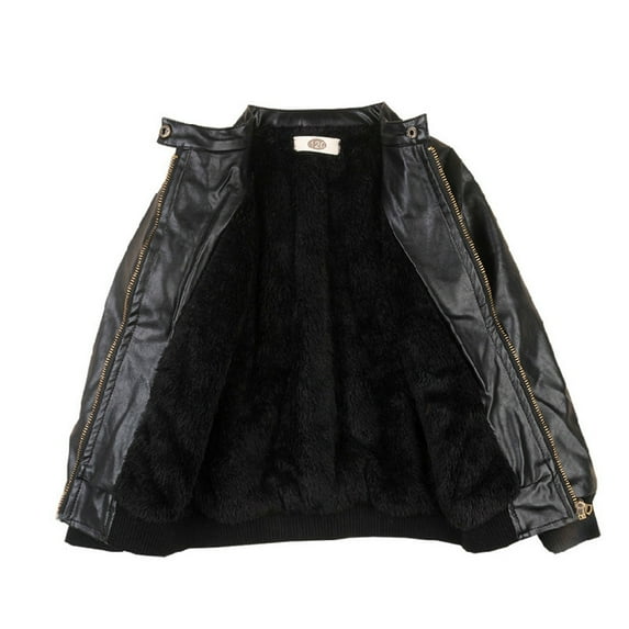 Boys Lightweight Jacket Long Sleeve Thick Lined Leather Zipper Spring ...