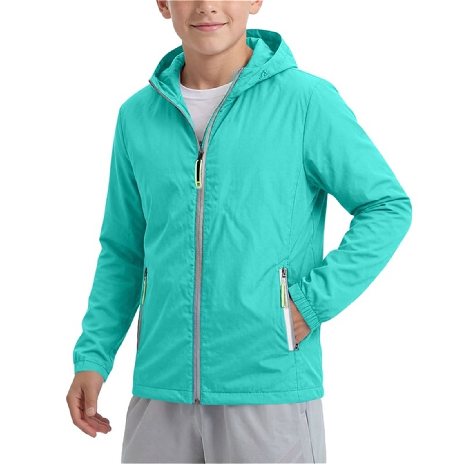Boys Lightweight Windbreaker Waterproof Jacket Hooded Outdoor Hiking ...