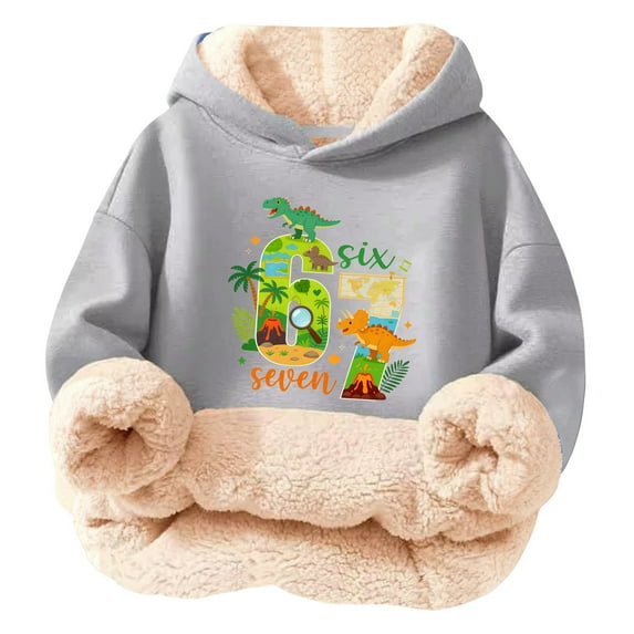 Boys Lined Hoodie, Soft Pullover Sweatshirt with Allover Print, Warm ...