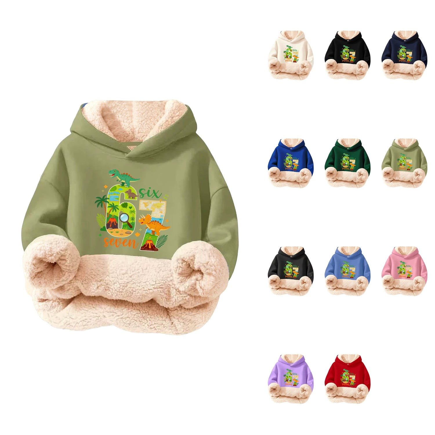 Boys Lined Hoodie, Soft Pullover Sweatshirt with Allover Print, Warm ...