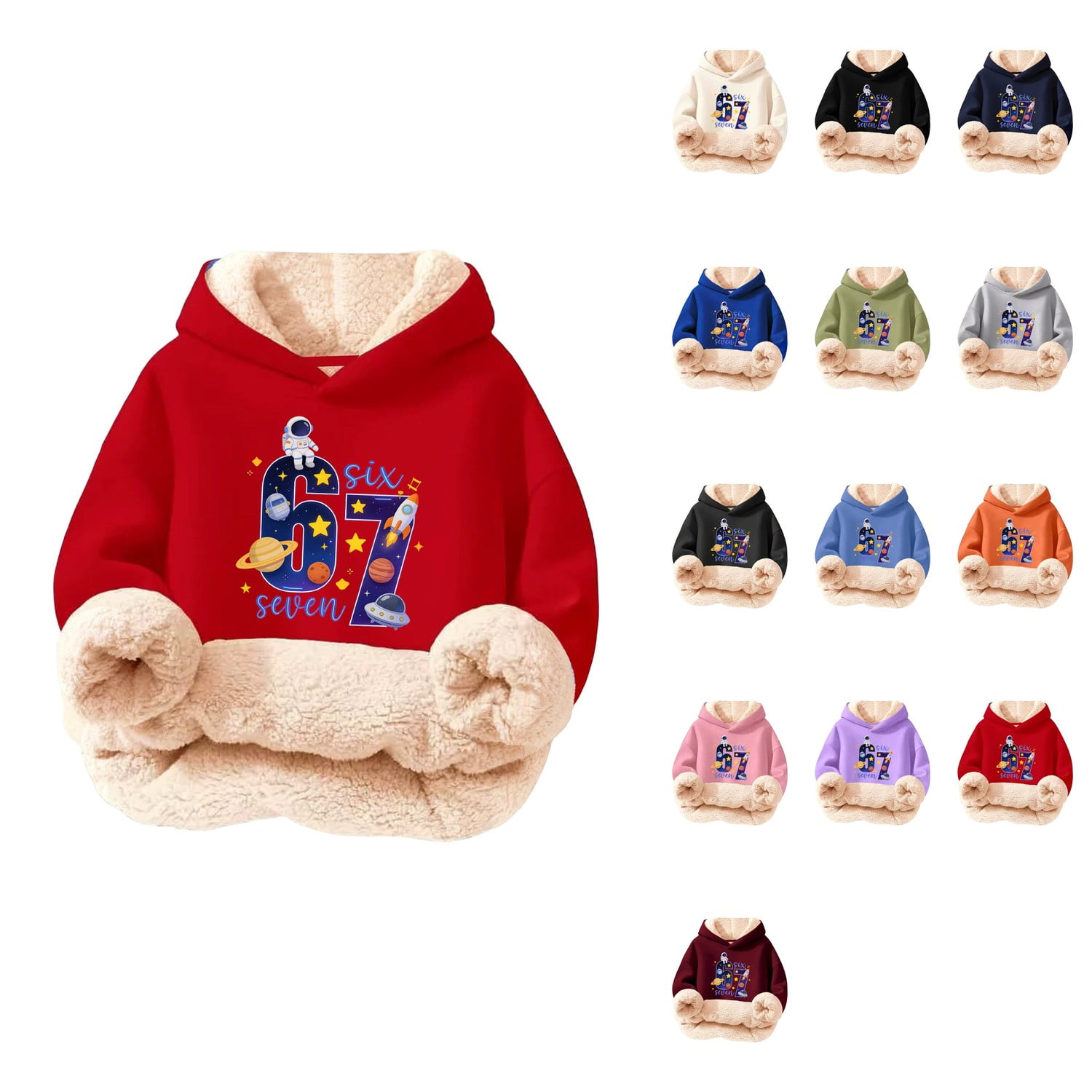 Boys' Lined Hoodie, Soft Fleece Pullover Sweatshirt with Cute Print ...