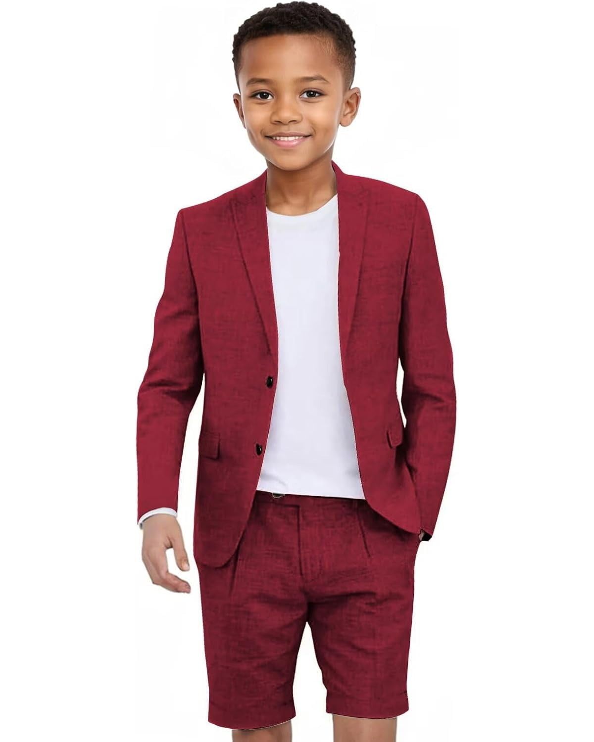 Boys Linen Short Suit Slim Fit 2 Pieces Summer Beach Wedding Suits Kids ...