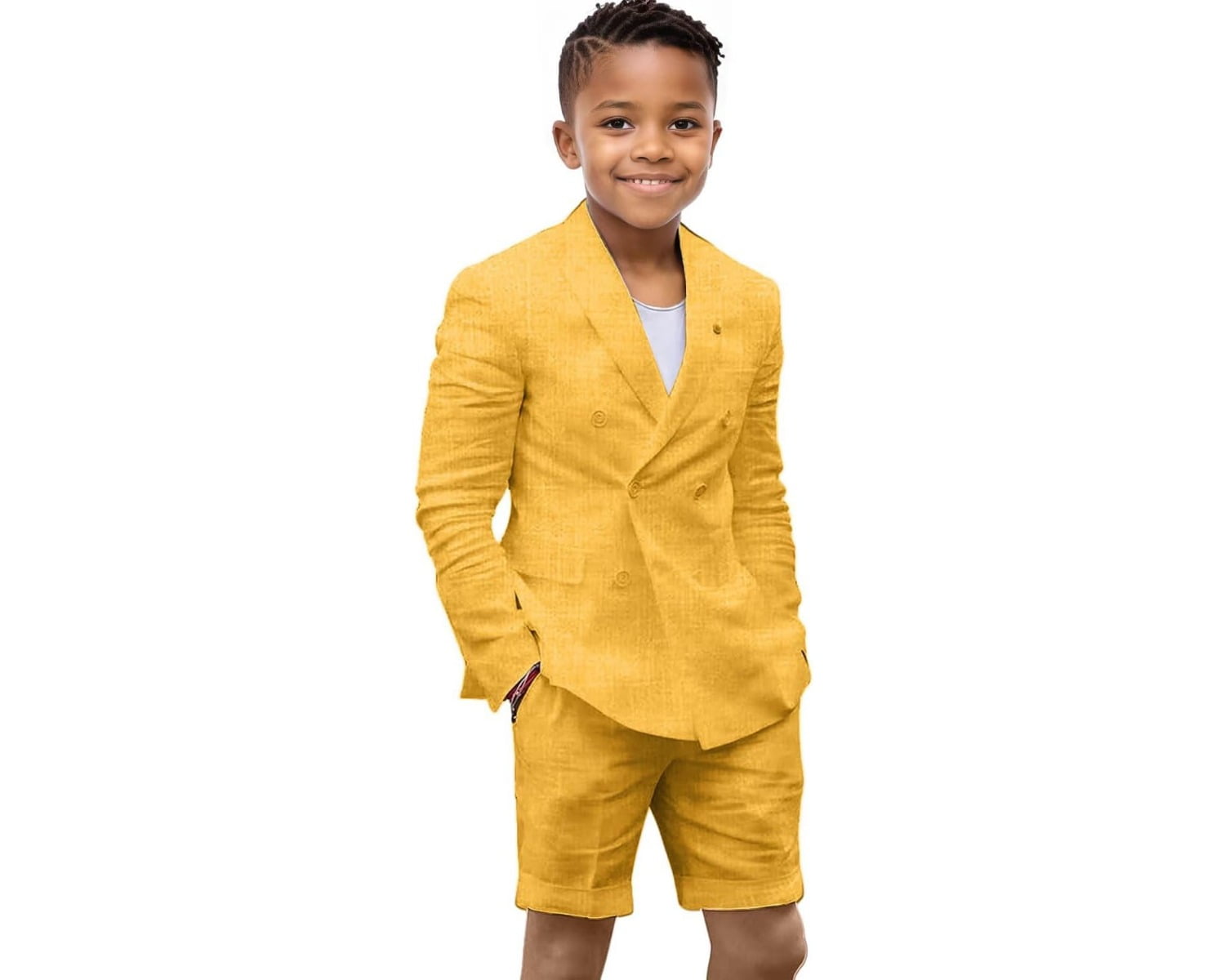 Boys Linen Suit 2 Piece Slim Fit Summer Short Suits for Kids Beach ...