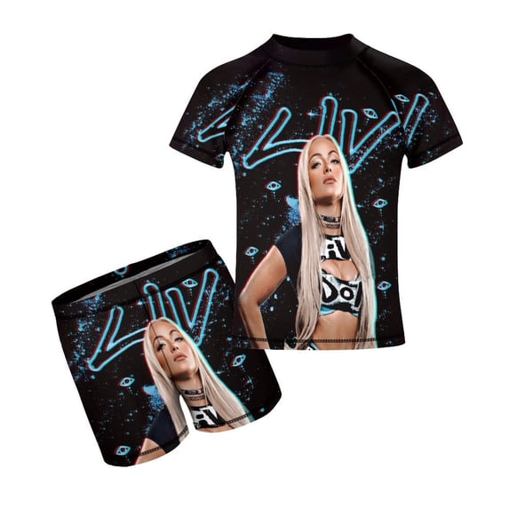 Boys Liv Wres-Tler Mor-,ga Rash Guard Set 2 Piece Swimsuits Short ...