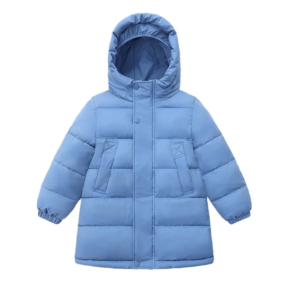 Boys Long Hooded Winter Quilted Padded Jacket Outerwear Coats for Kids ...