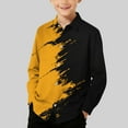 Boys Long Sleeve Button Down Shirt Yellow Gradient Abstract Print, Kids ...