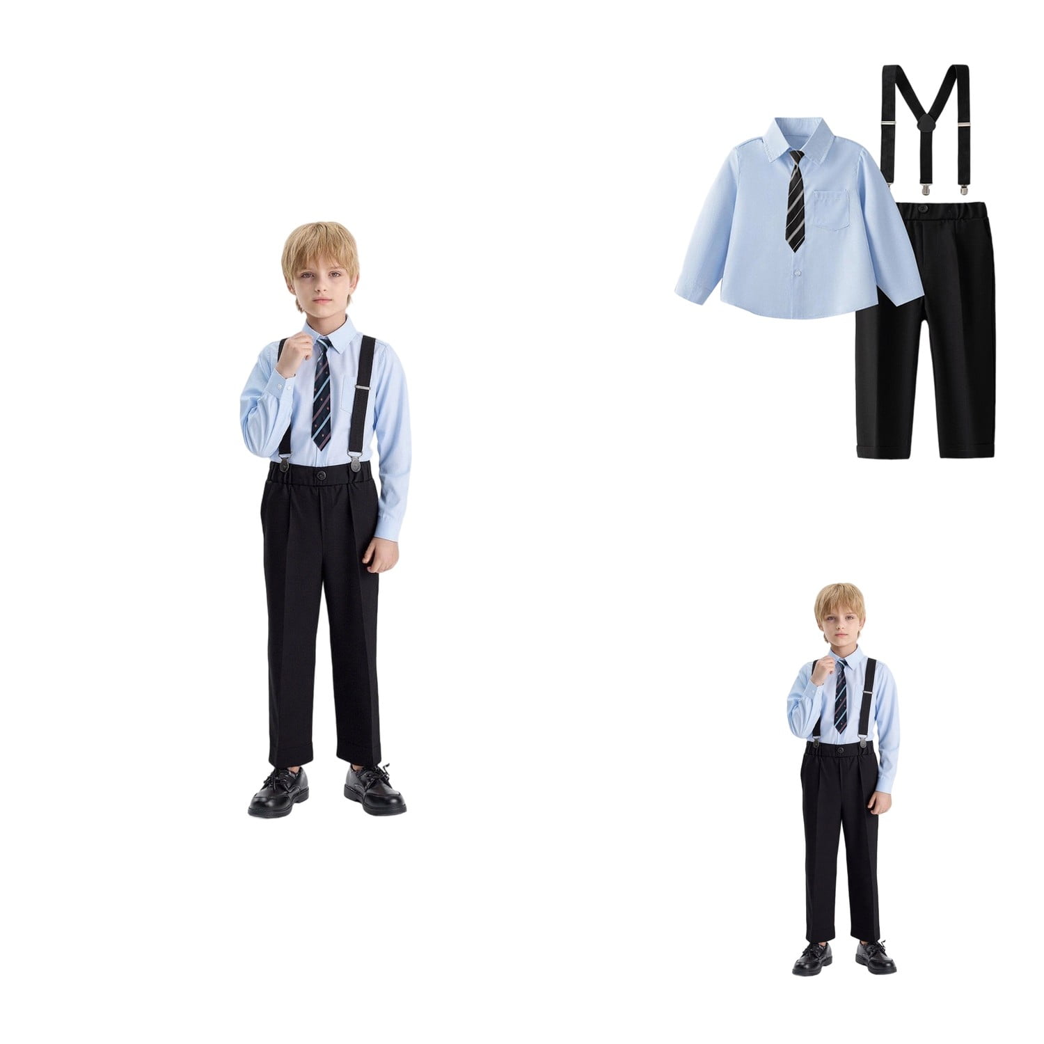 Boys Long Sleeve Button Up Shirt and Pants Outfit Set, Classic School ...