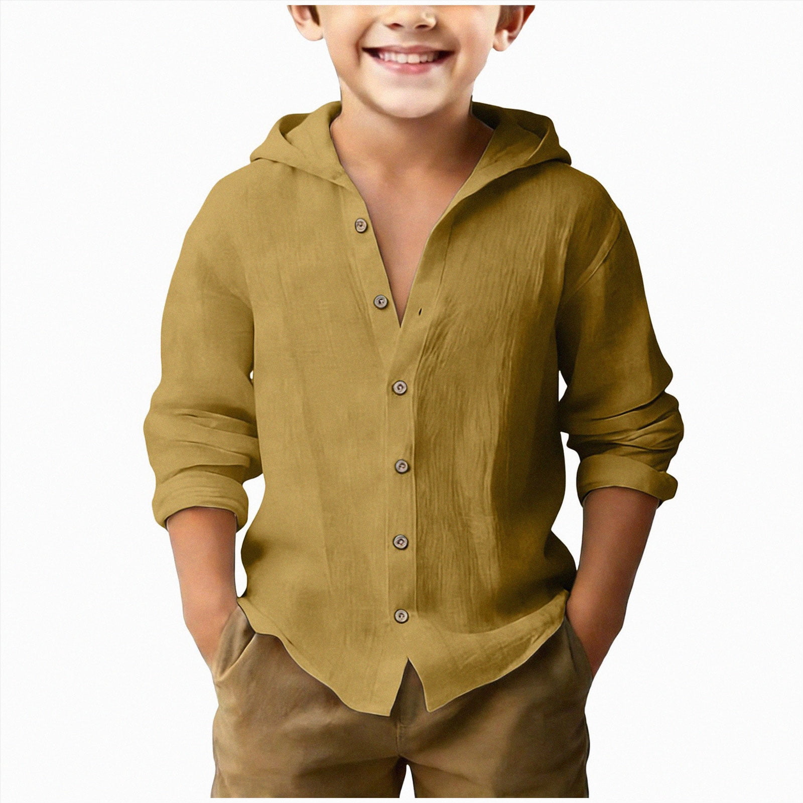 Boys' Long Sleeve Button Down Toddler Dress Shirt Uniform Shirt With ...