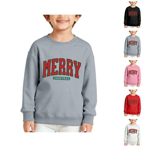 Boys Long Sleeve Crewneck Letter Print Sweatshirt Soft Casual Pullover ...