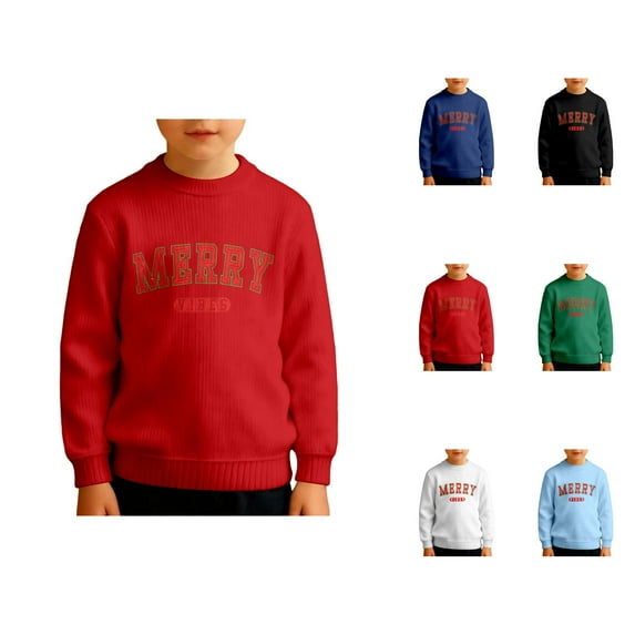 Boys Long Sleeve Crewneck Print Sweatshirt Soft Lined Thermal Pullover ...