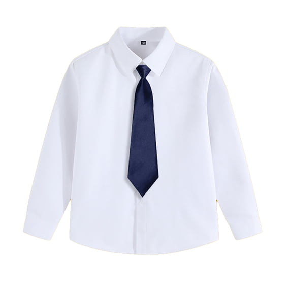 Boys Long Sleeve Dress Shirt for Everyday Wear Classic White Formal ...