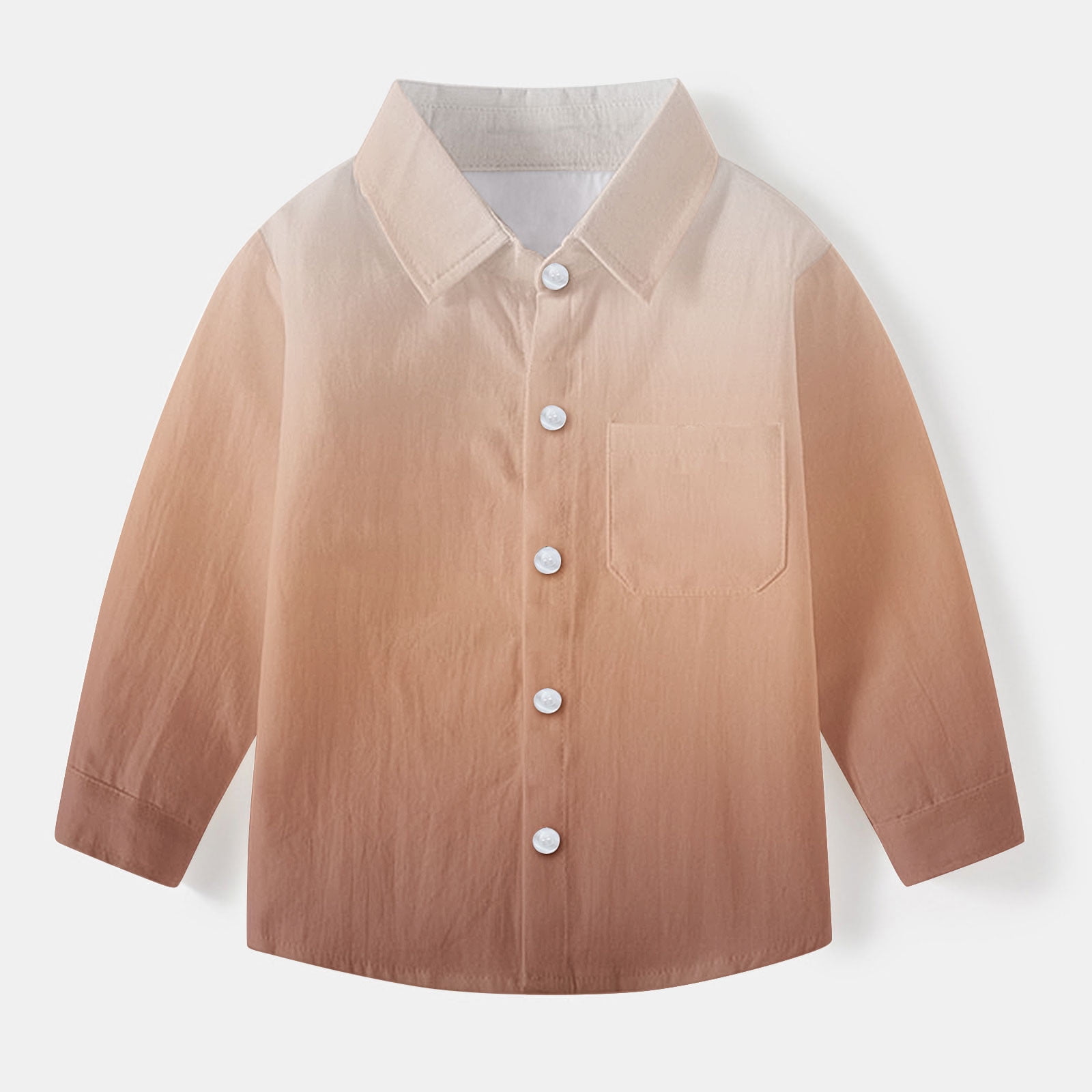 Boys Long Sleeve Dress Shirts Gradient Color Button Up Collared Shirt ...