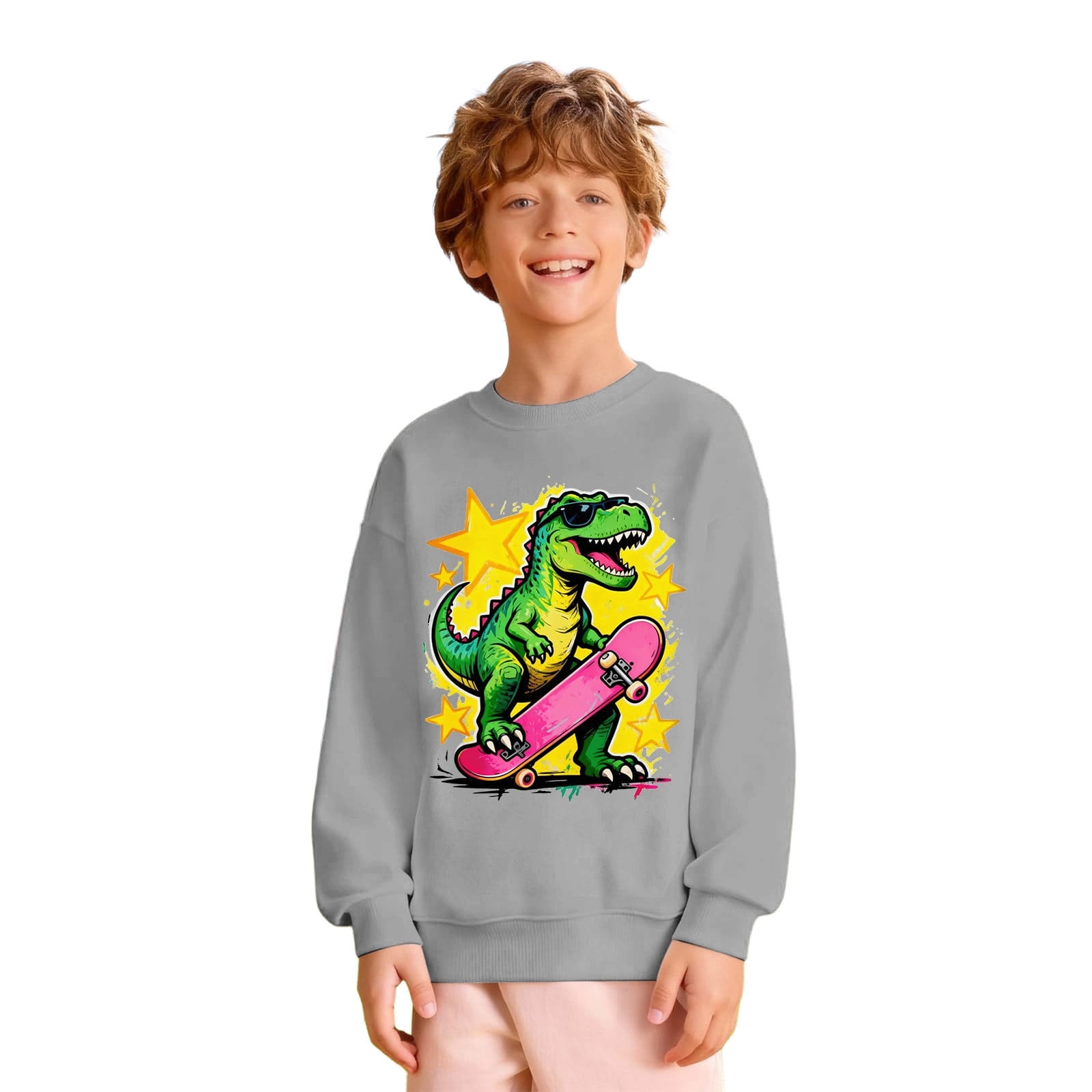 Boys Long Sleeve Graphic Hooded Sweatshirt Casual Loose Fit Pullover ...