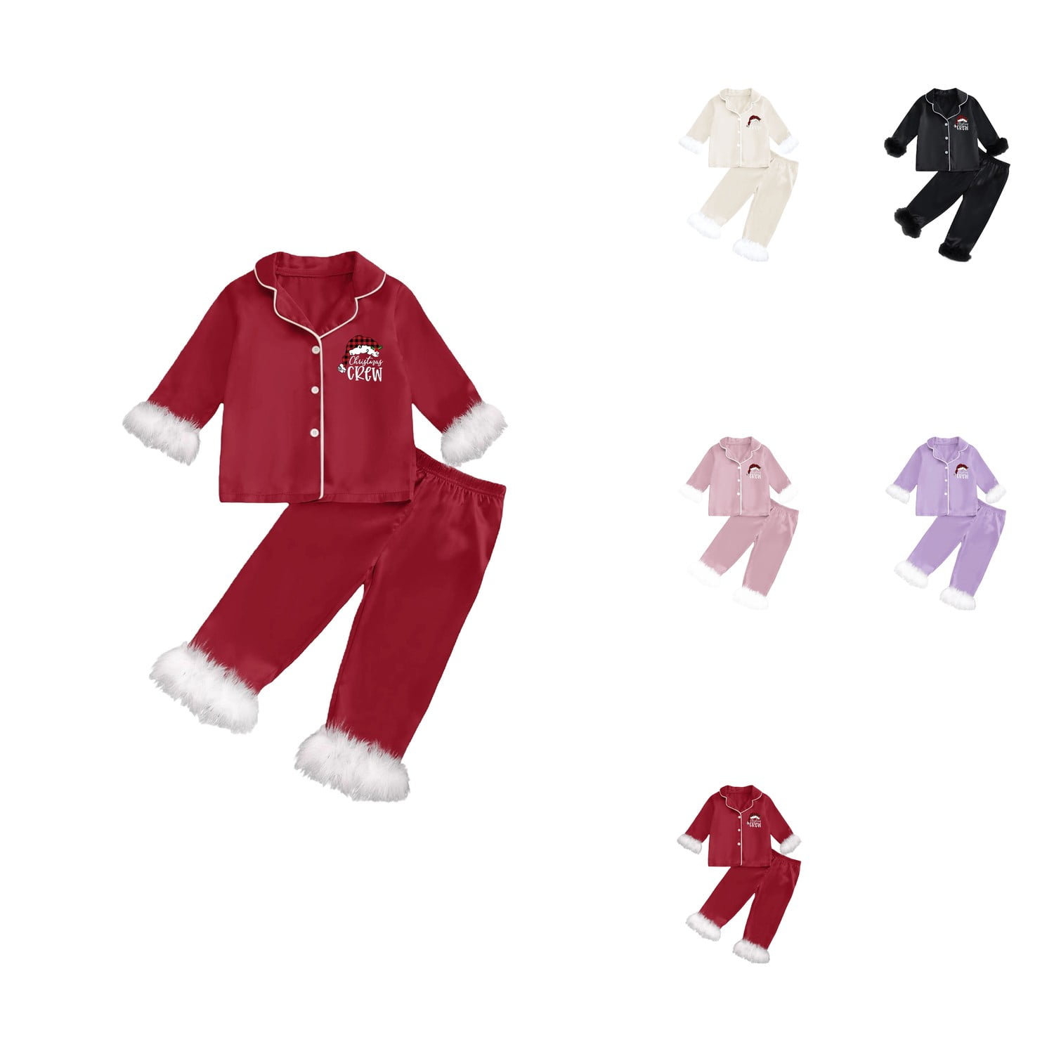 Boys Long Sleeve Open Front Pajama Set With Lapel Collar Cozy ...