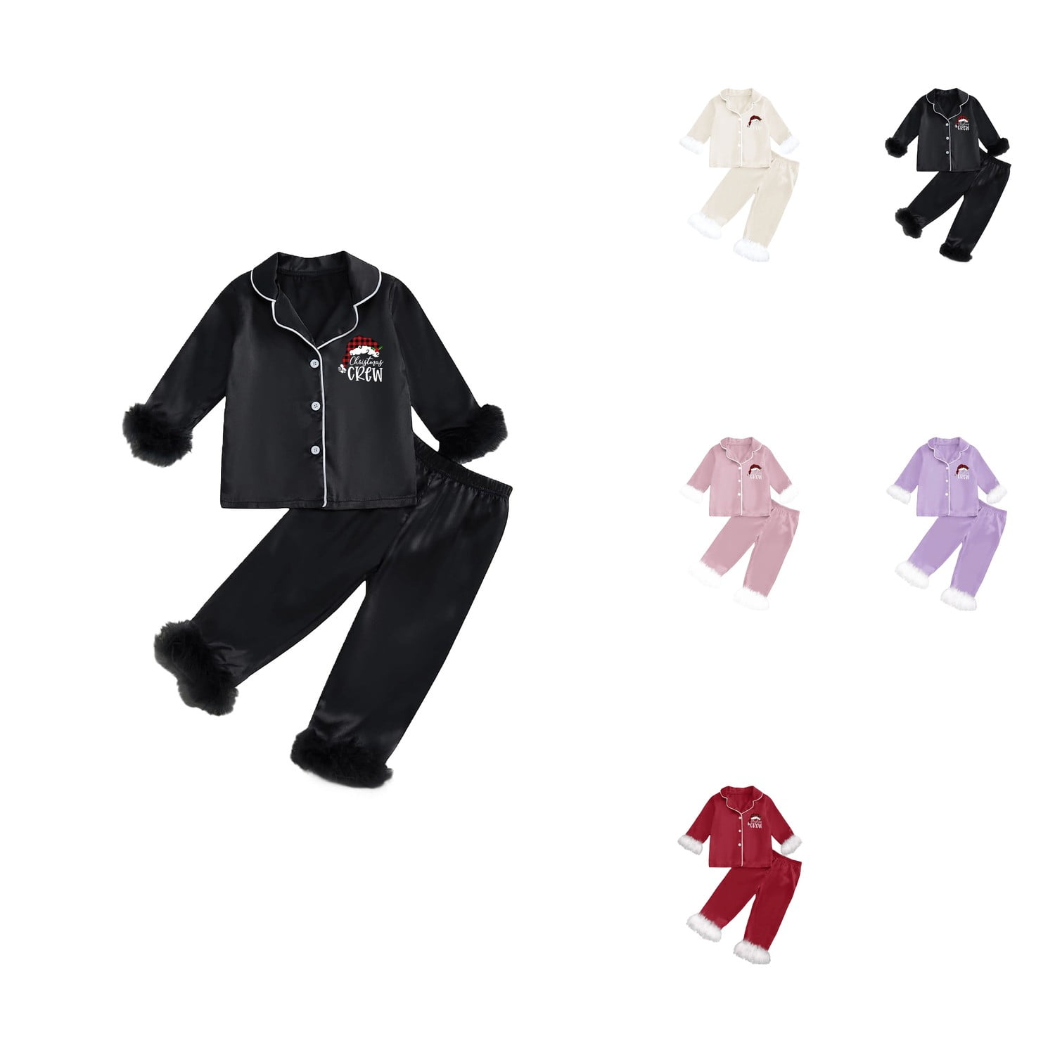 Boys Long Sleeve Open Front Pajama Set With Lapel Collar Cozy ...