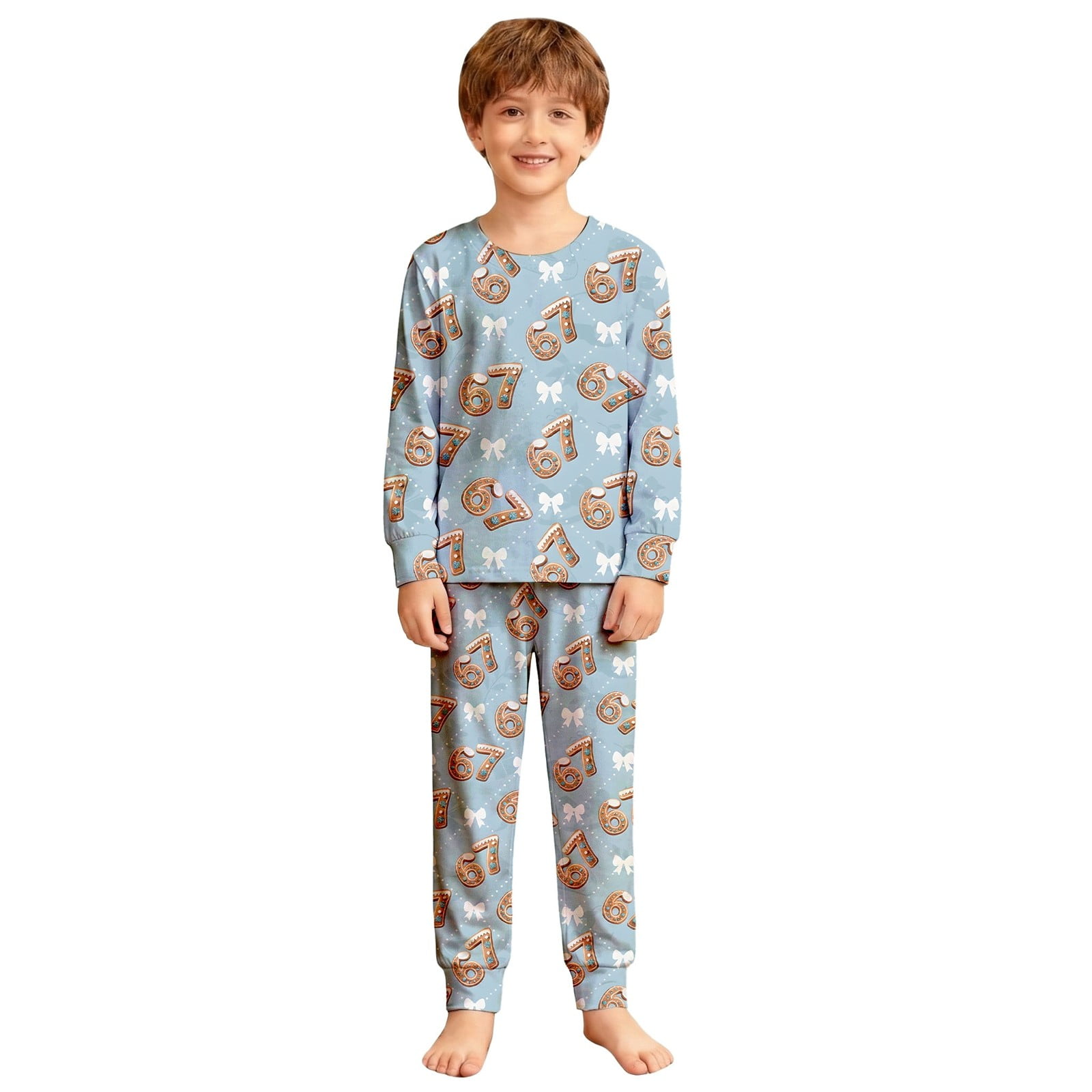 Boys Long Sleeve Pajama Sleepwear With Prints Kids Home Wear Night ...