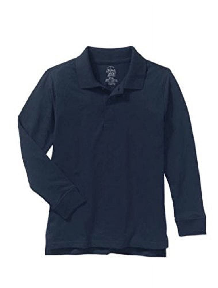Boys Long Sleeve Polo (Black) Medium - Walmart.com