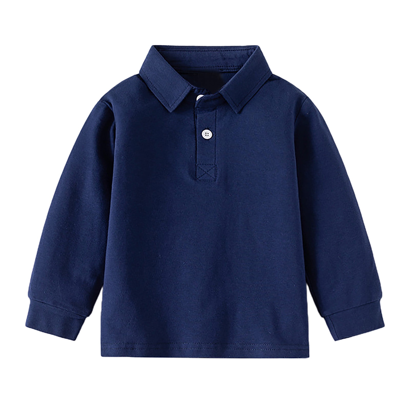 Boys Long Sleeve Polo Shirt Solid Color Casual Top Soft Cotton ...