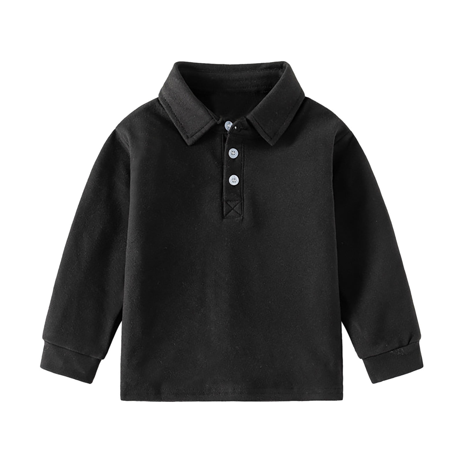 Boys Long Sleeve Polo Shirt Stand Collar Thickened Soft Cotton Casual ...