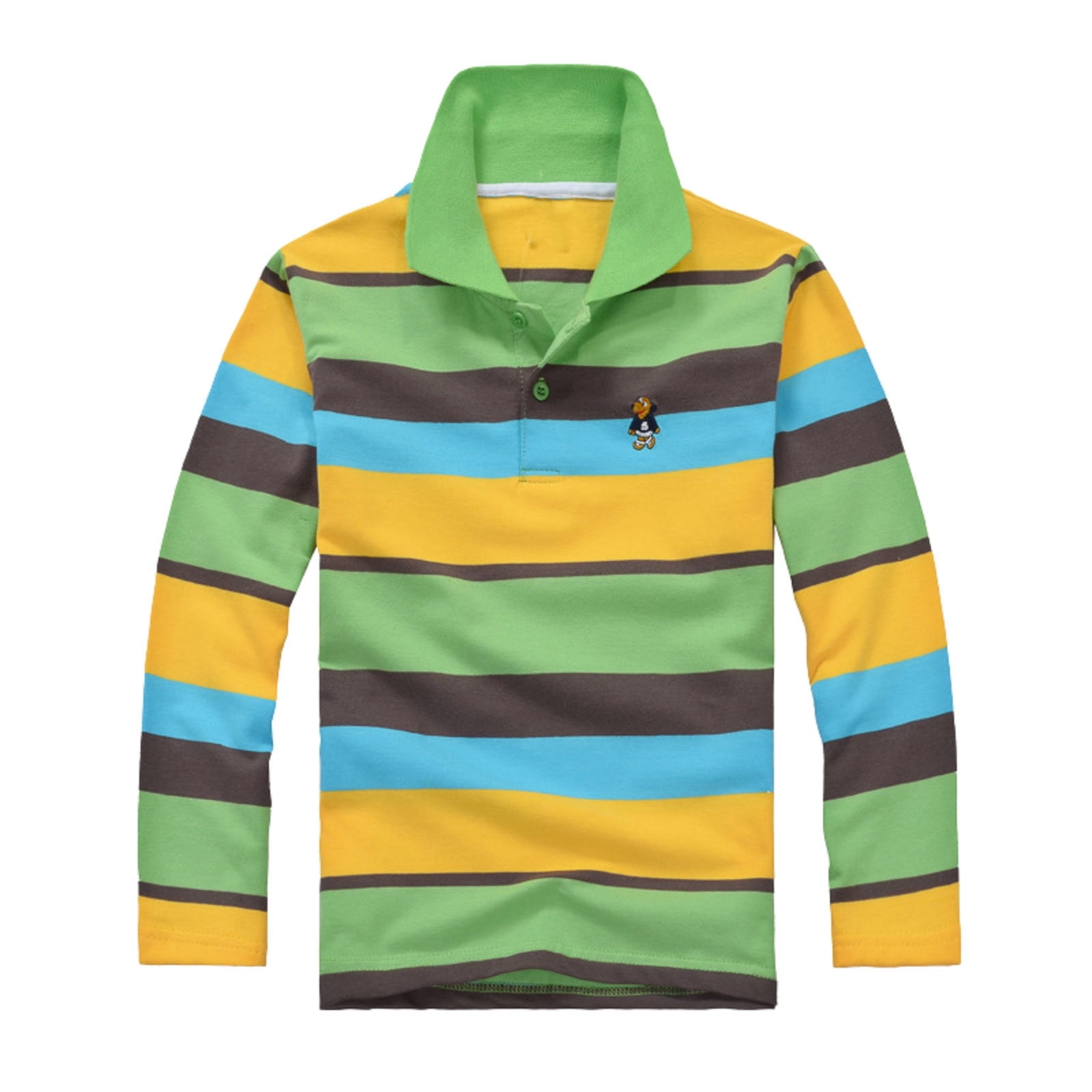 Boys Long Sleeve Polos Kids Striped Polo Boy Collar Shirt Fashion ...