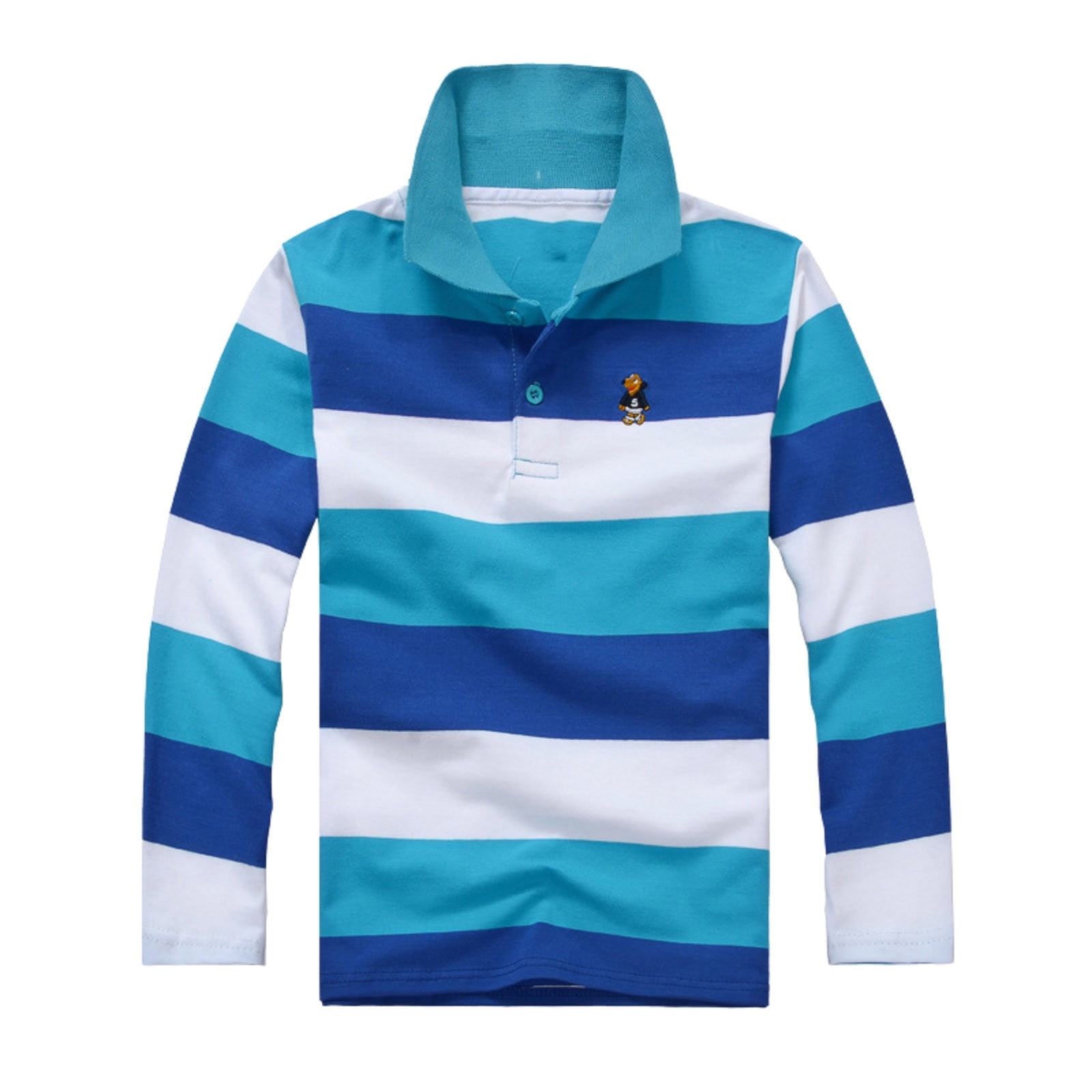 Boys Long Sleeve Polos Kids Striped Polo Young Boys Collared Shirts ...