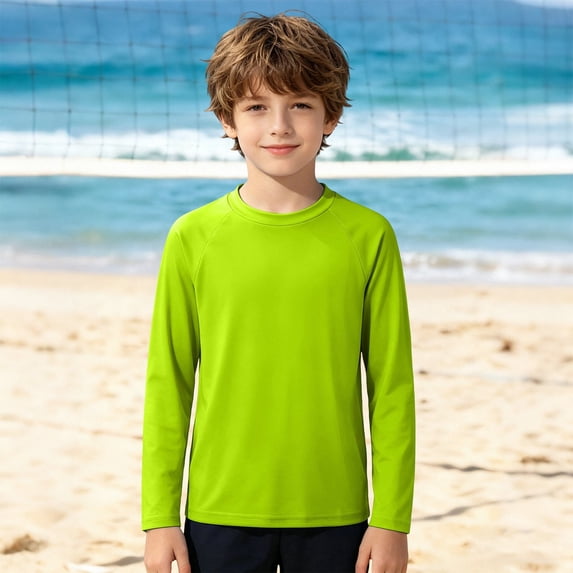 Boys Long Sleeve Rash Guard Swim Shirt with UPF 50+ Sun Protection ...