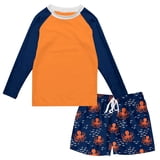 Boys Long Sleeve Rash Guard Swimsuit Kids Two-Pieces Bathing Suits Set ...