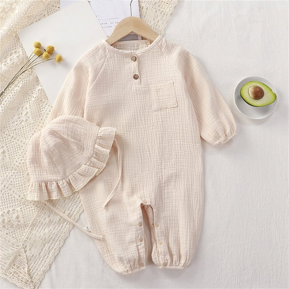 Boys Long Sleeve Romper Button Down Baby Jumpsuit Summer Outfit with ...