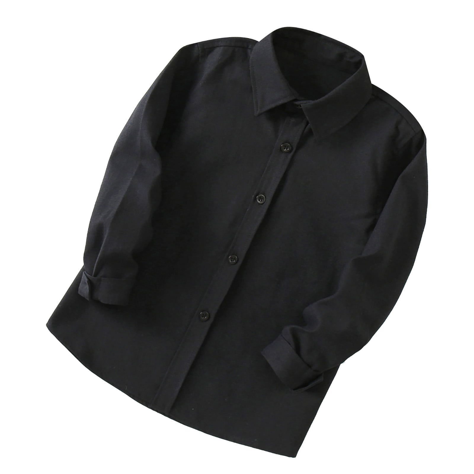 Boys Long Sleeve School Uniform Shirt for 2-14 Years, Solid Color ...