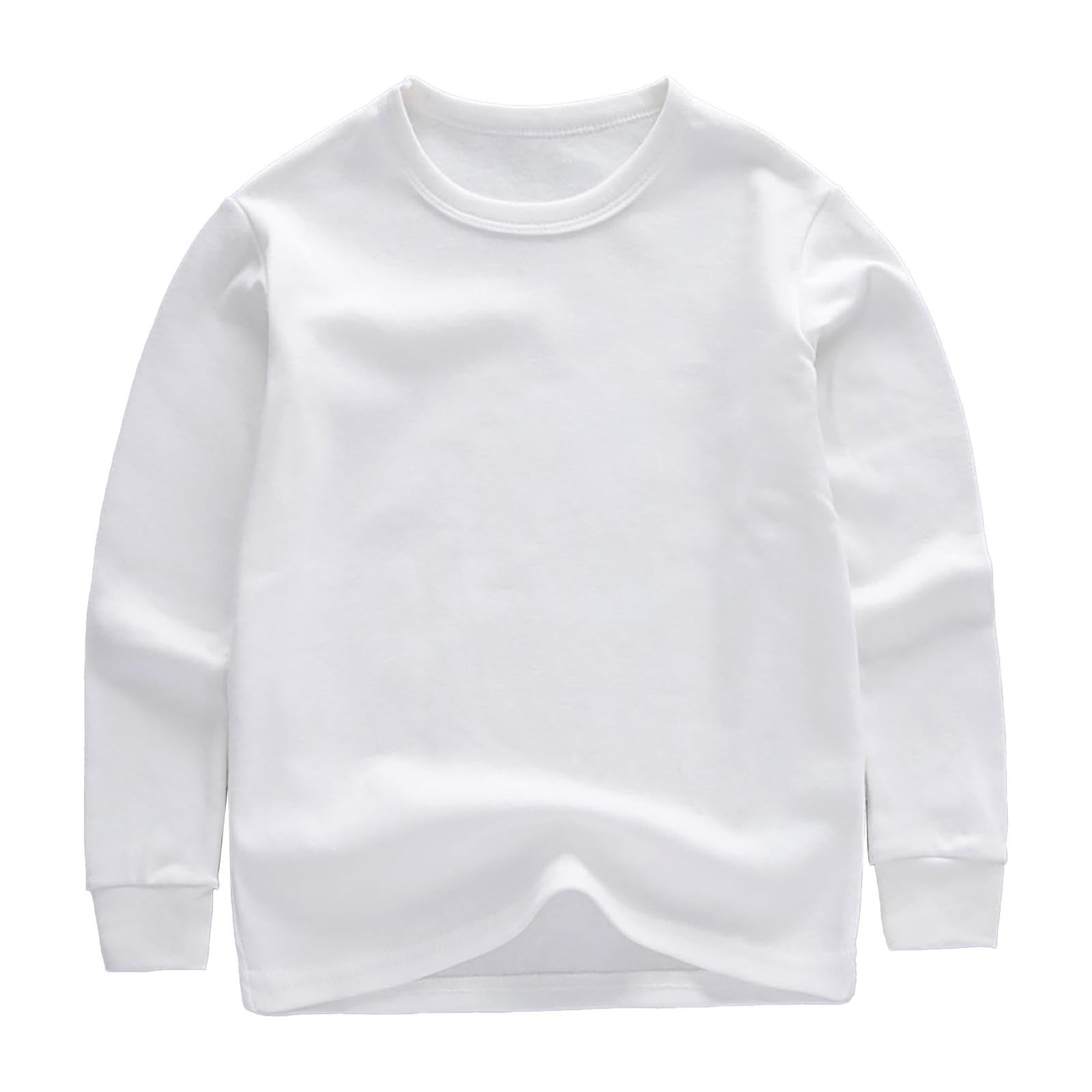 Boys Long Sleeve Shirts Cotton Basic Tees Crewneck Layering T-Shirts ...