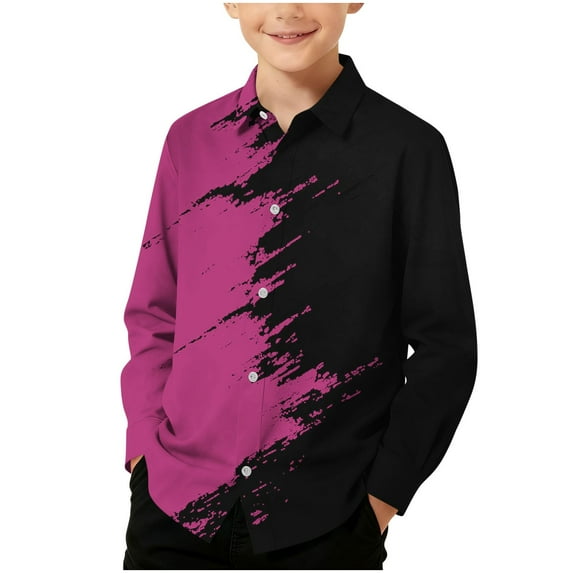 Boys Long Sleeve Shirts Fashion Lightweight Button Up Shirt 2026 Spring ...