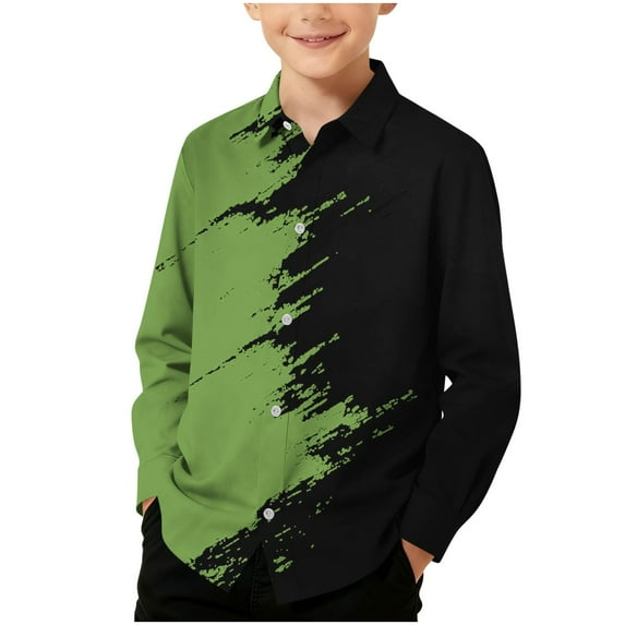 Boys Long Sleeve Shirts Fashion Lightweight Button Up Shirt 2026 Spring ...