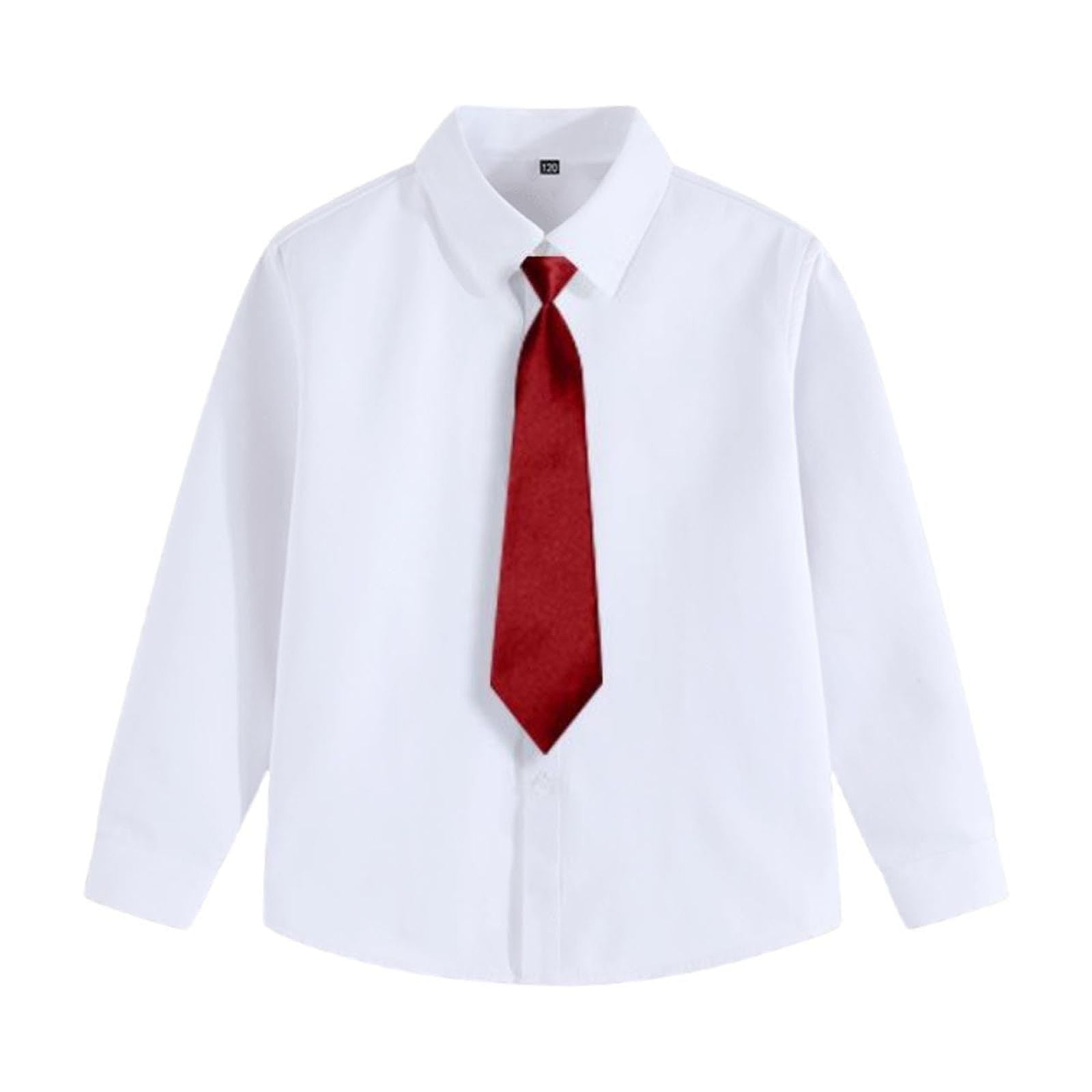 Boys Long Sleeve Shirts Lapel Button Down Solid Color Tops Kids Fashion ...