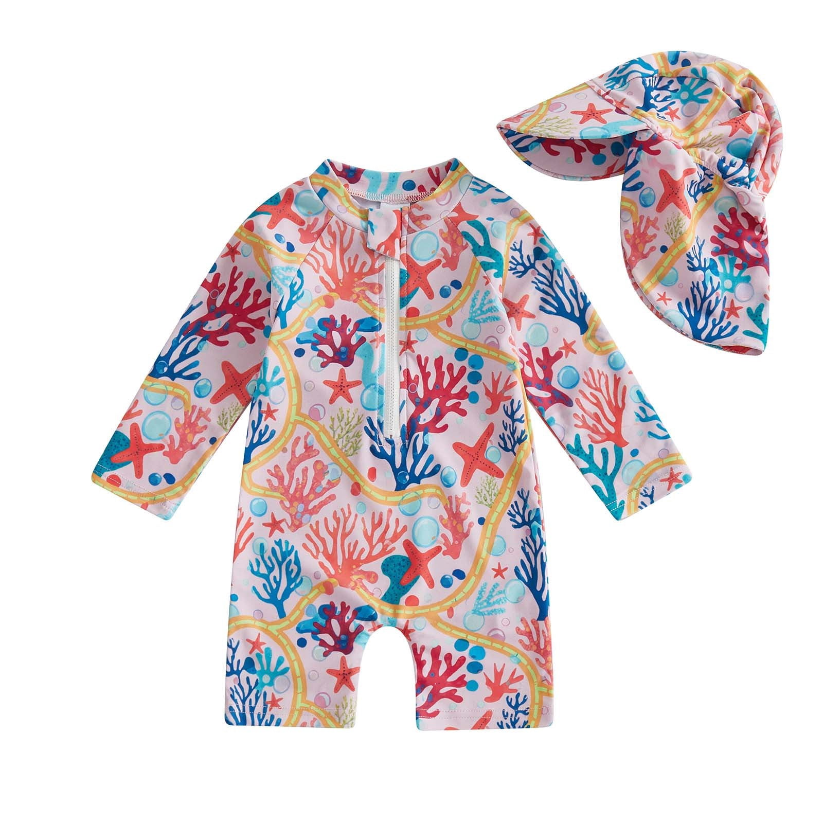 Boys Long Sleeve Swimwear Toddler Piece Swimsuit Hood Upf 50 Sun ...