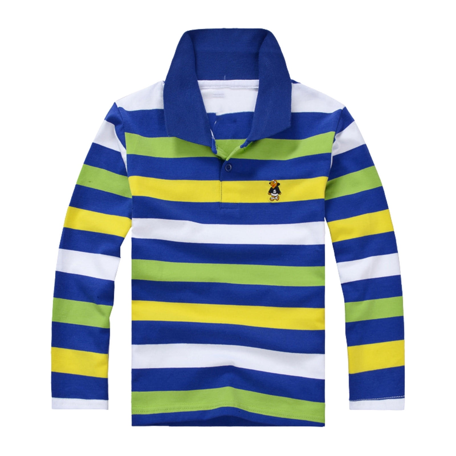 Boys Long Sleeved Polo Shirt Kids Striped Polo Young Boys Collared ...